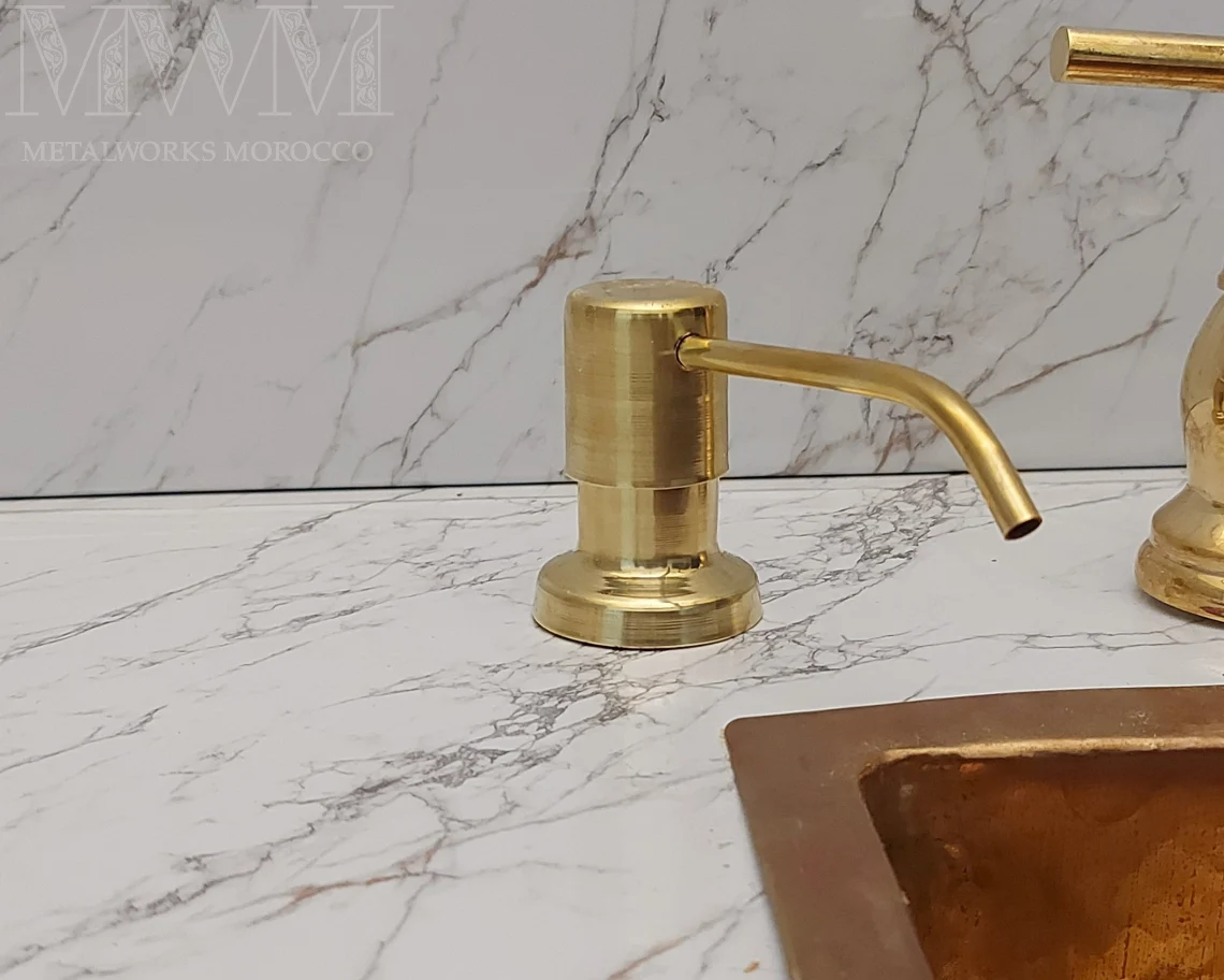 Polished Brass Countertop Soap Dispenser Built-In