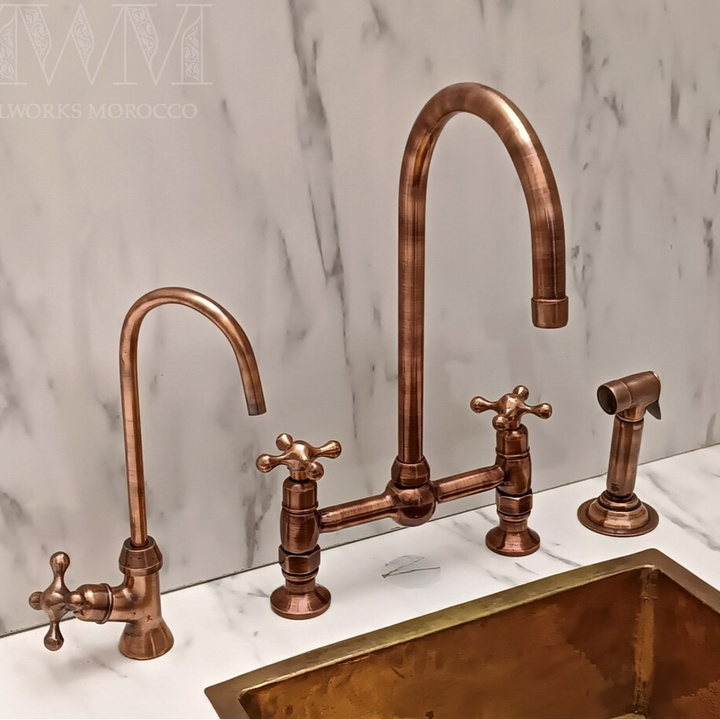 Unlacquered Brass Kitchen Bridge Faucet