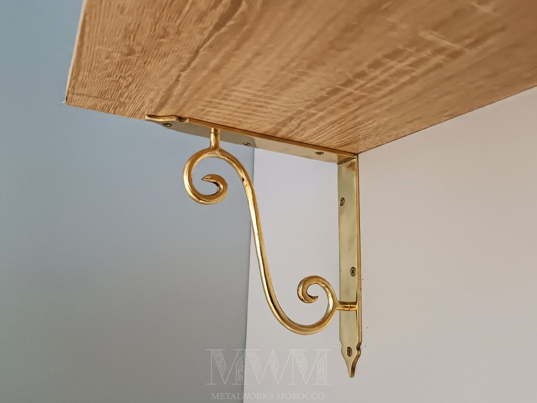 Traditional Unlacquered Brass Shelf Brackets