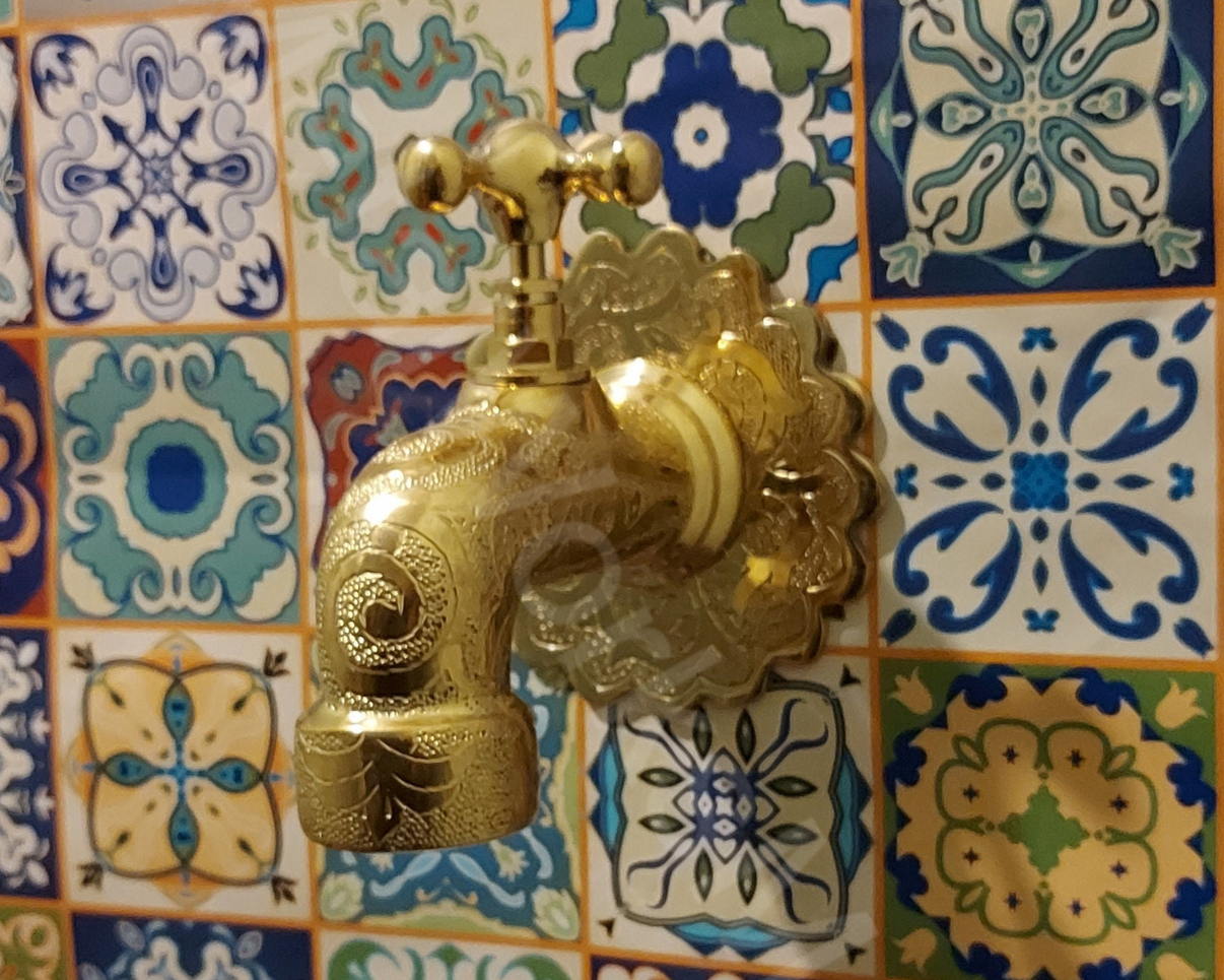 Moroccan Engraved Brass Water Tap